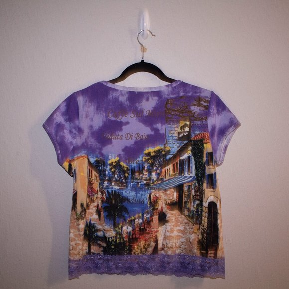 Tops | 9s Day In Paris France All Over Print Crop Top | Poshmark